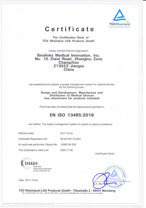 Company Qualification-Sinolinks Medical Innovatoin, Inc.